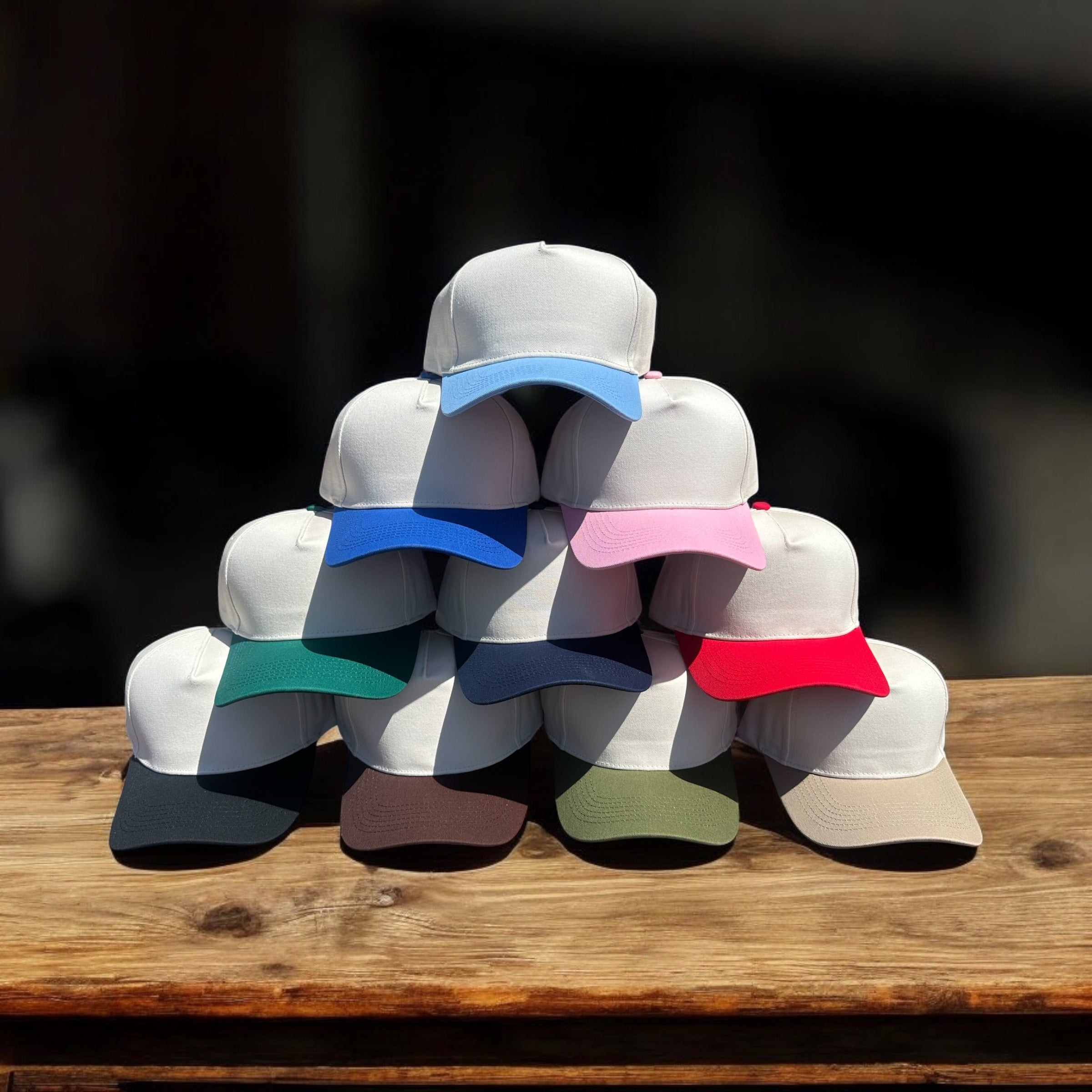 RTS • Wholesale Solid Two-Tone Hats – 2 C's Embroidery Blanks